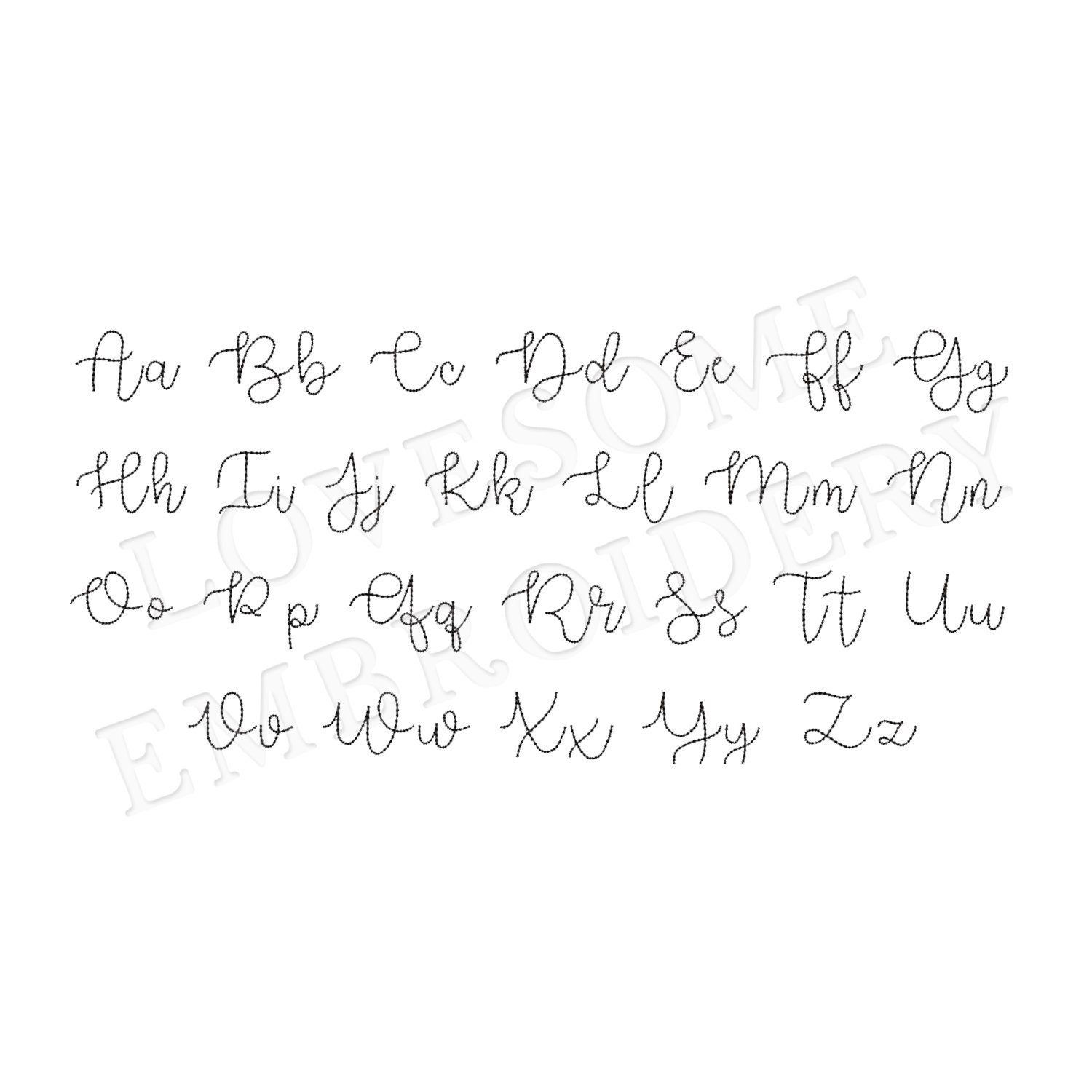 Bethany Script 2inch Bean Stitch Font A-Z, Cursive Run Stitch Font ...