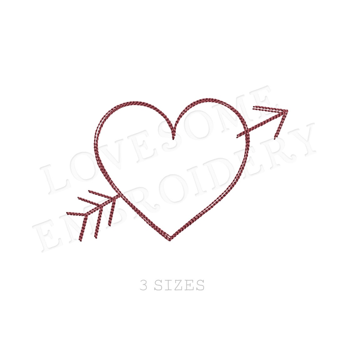 Multisize Heart Three Sizes Valentines Day Machine Embroidery Design ...
