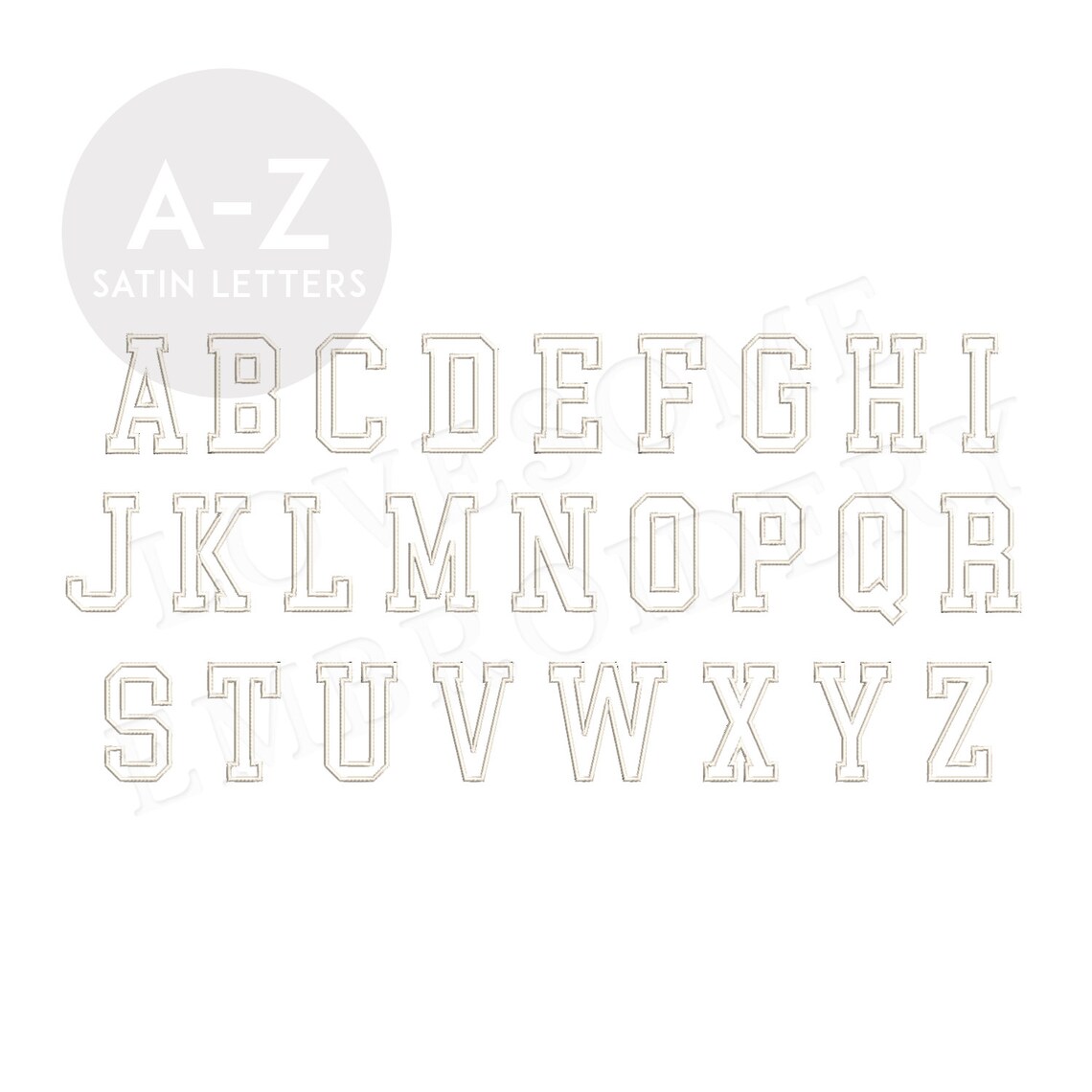 College Outline 4inch Satin Font A-Z Machine Embroidery Sports Letters ...