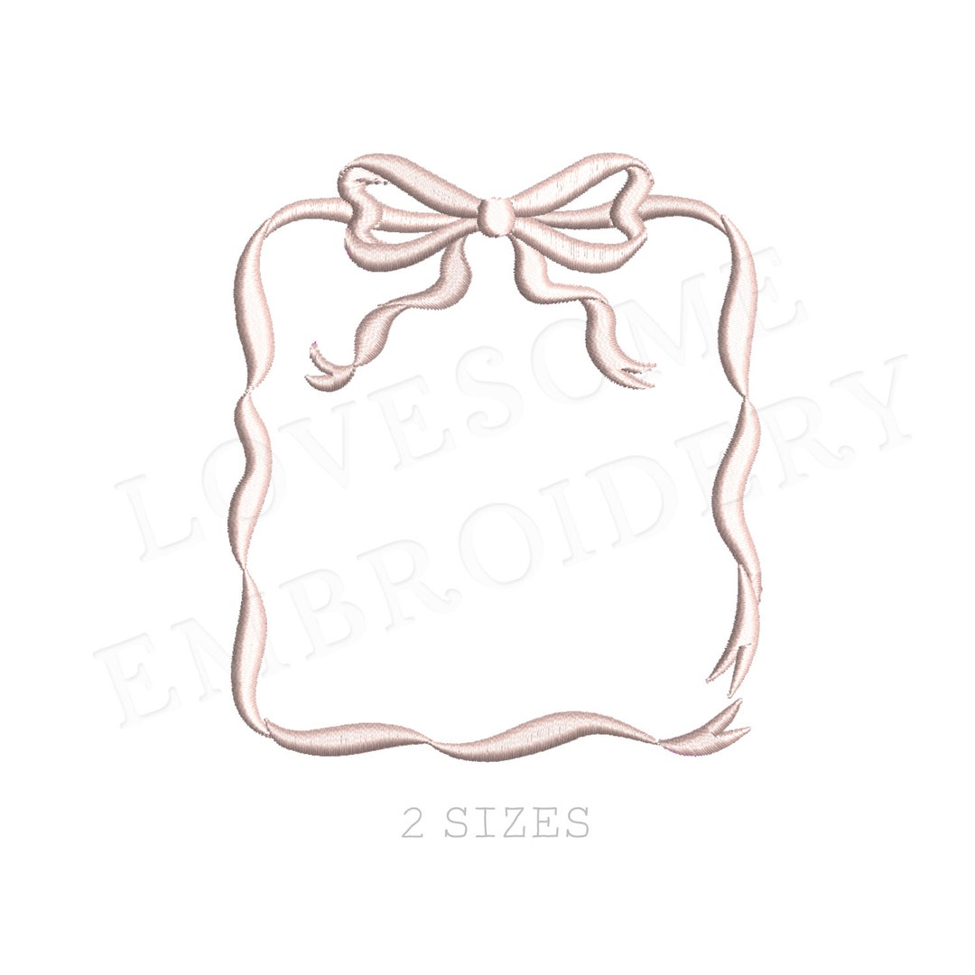 Bow Frame 4x4 Two Sizes Machine Embroidery Design, Lovely Bow Frame ...