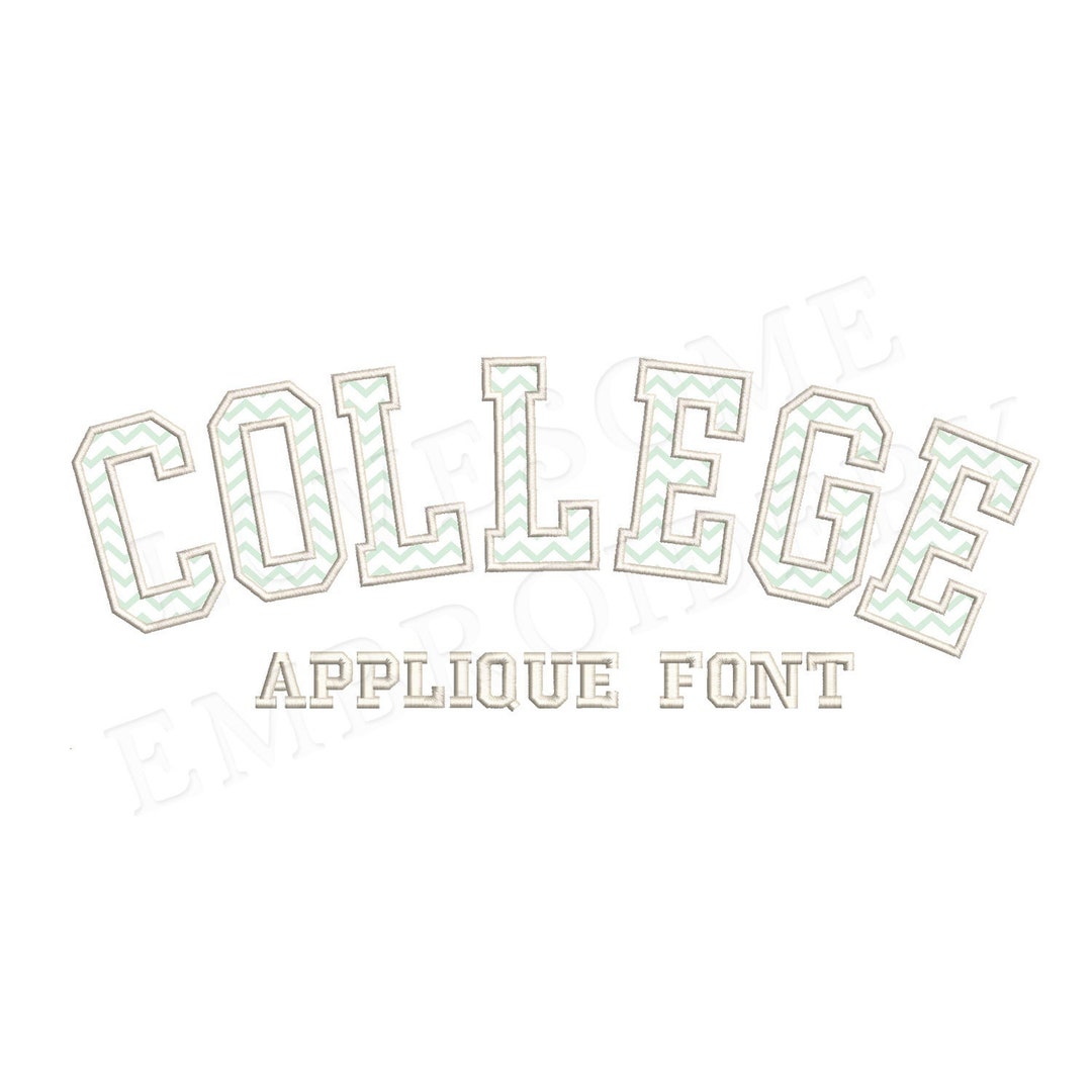 College Applique 3inch Font A-Z Machine Embroidery Sports Letters ...