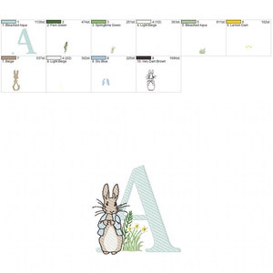 Peter Rabbit 4inch Quick Stitch Alphabet A-Z Machine Embroidery Font ...