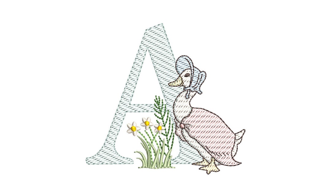 Jemima Puddleduck 3inch Quick Stitch Alphabet A-Z Machine Embroidery ...