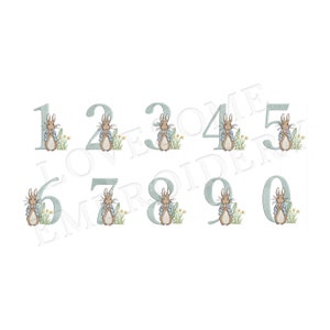 Peter Rabbit 4inch Numbers 0-9 Machine Embroidery Numbers Digital ...