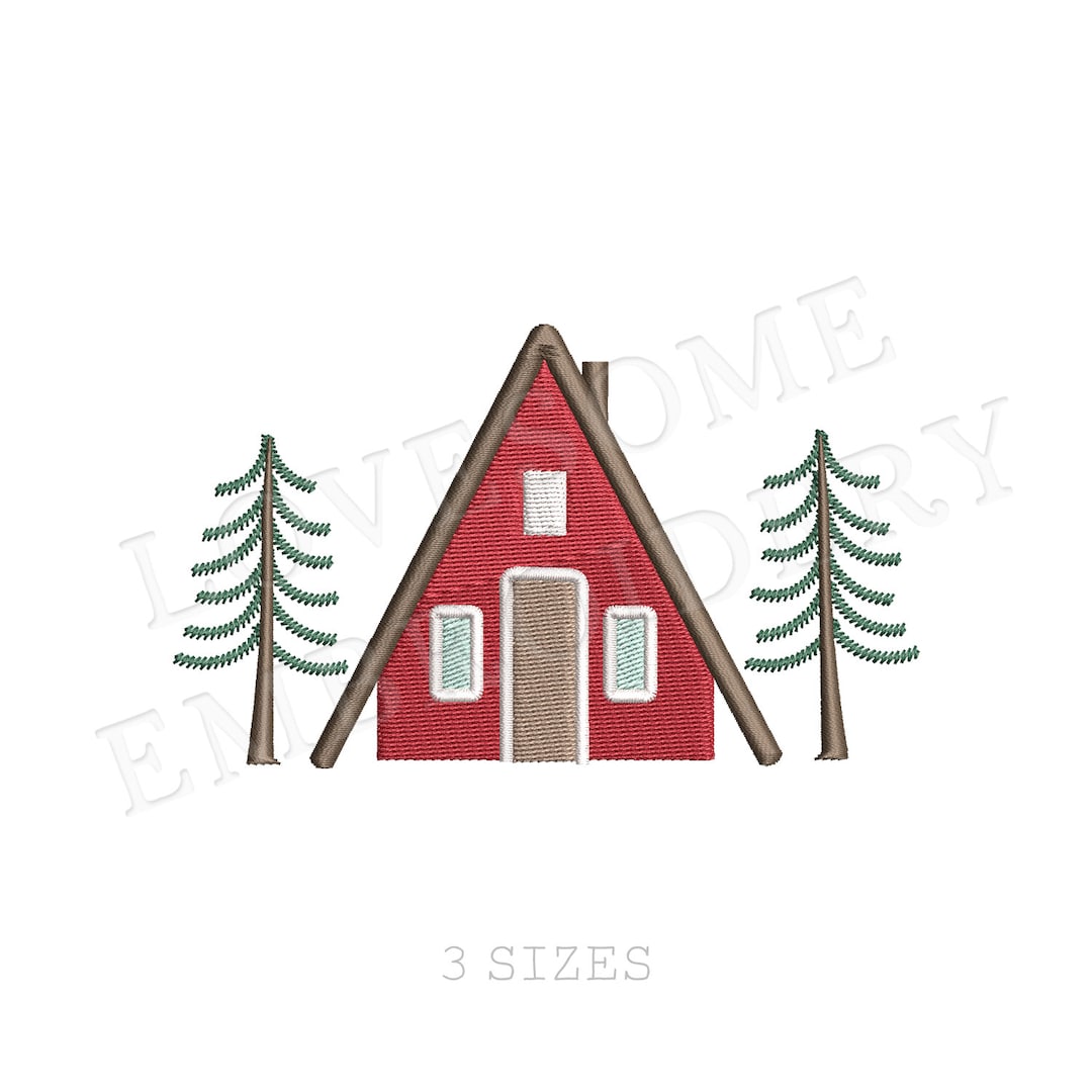 A Frame Cabin Big Multisize Embroidery Design in Three Sizes, Christmas ...