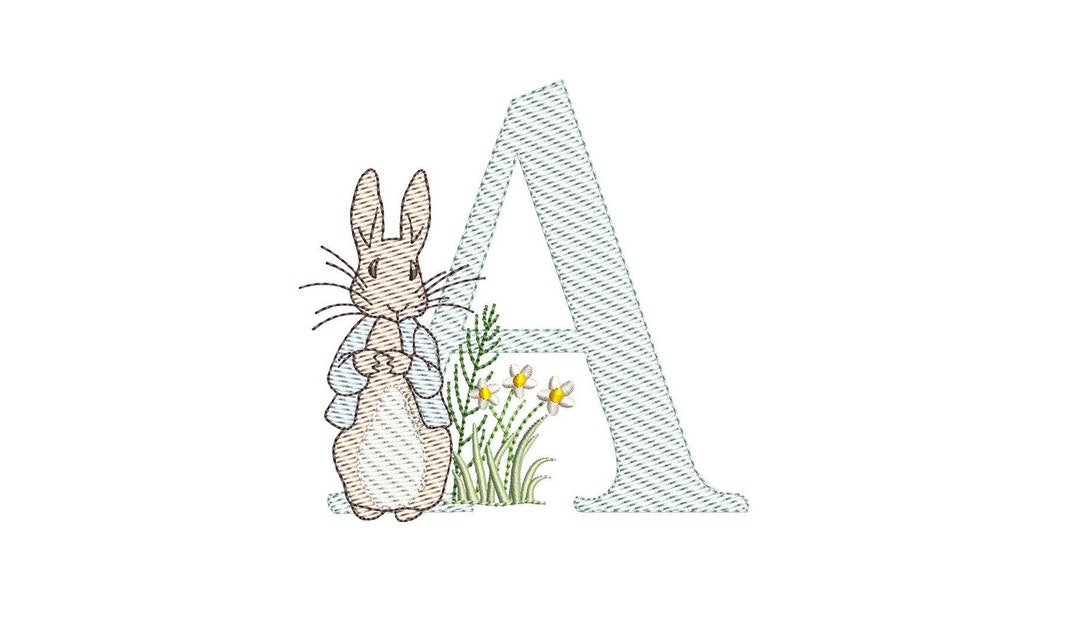 Peter Rabbit 4inch Quick Stitch Alphabet A-Z Machine Embroidery Font ...