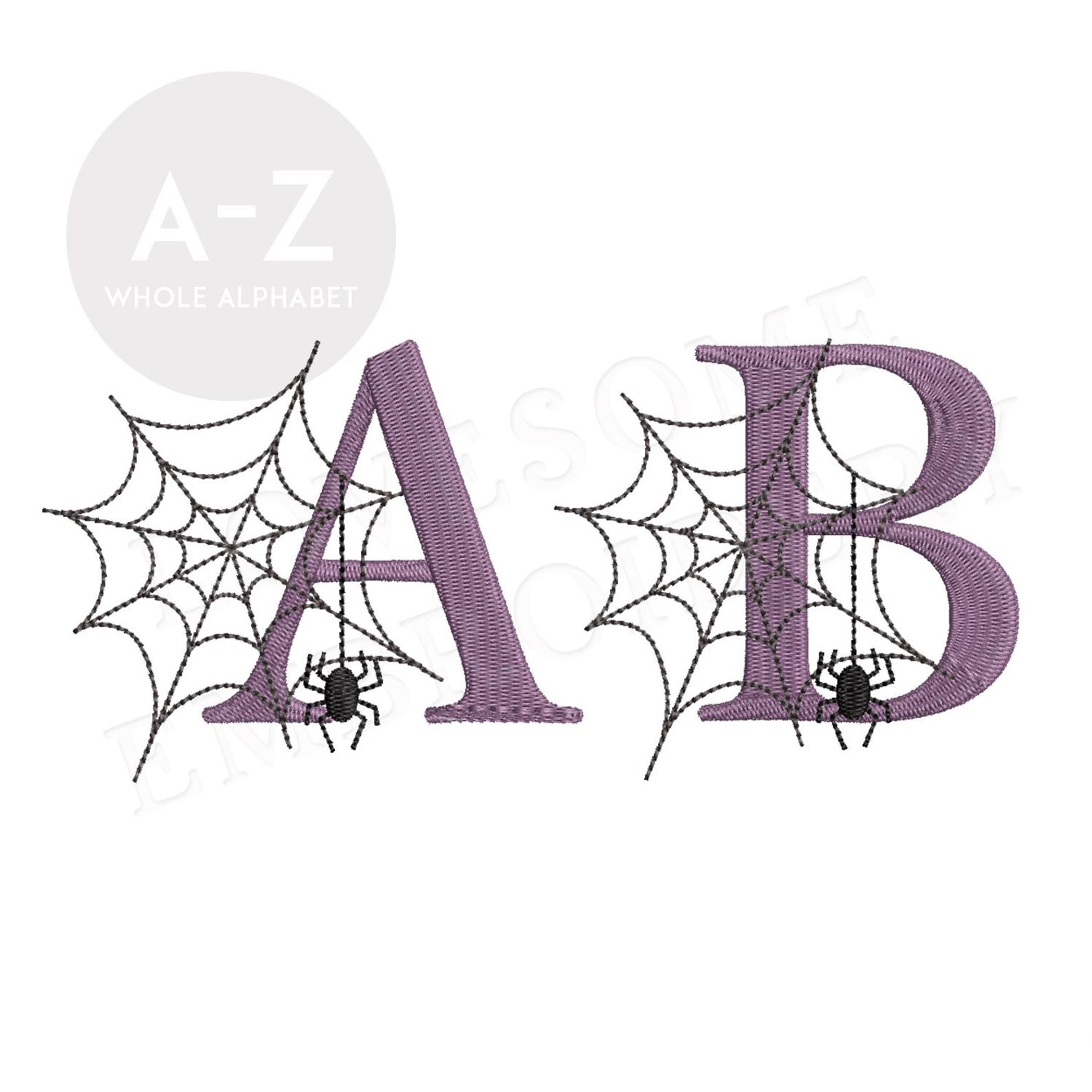 Spider Web Alphabet 3inch A-Z Machine Embroidery Font Digital Download ...