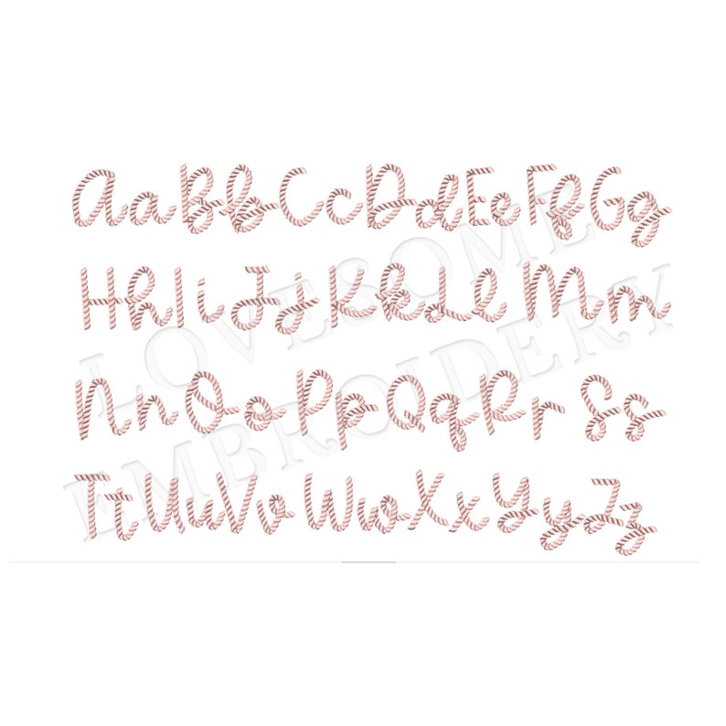 Rope Script Font A-Z 1.5inch Cursive Rope Stitch Machine Embroidery ...