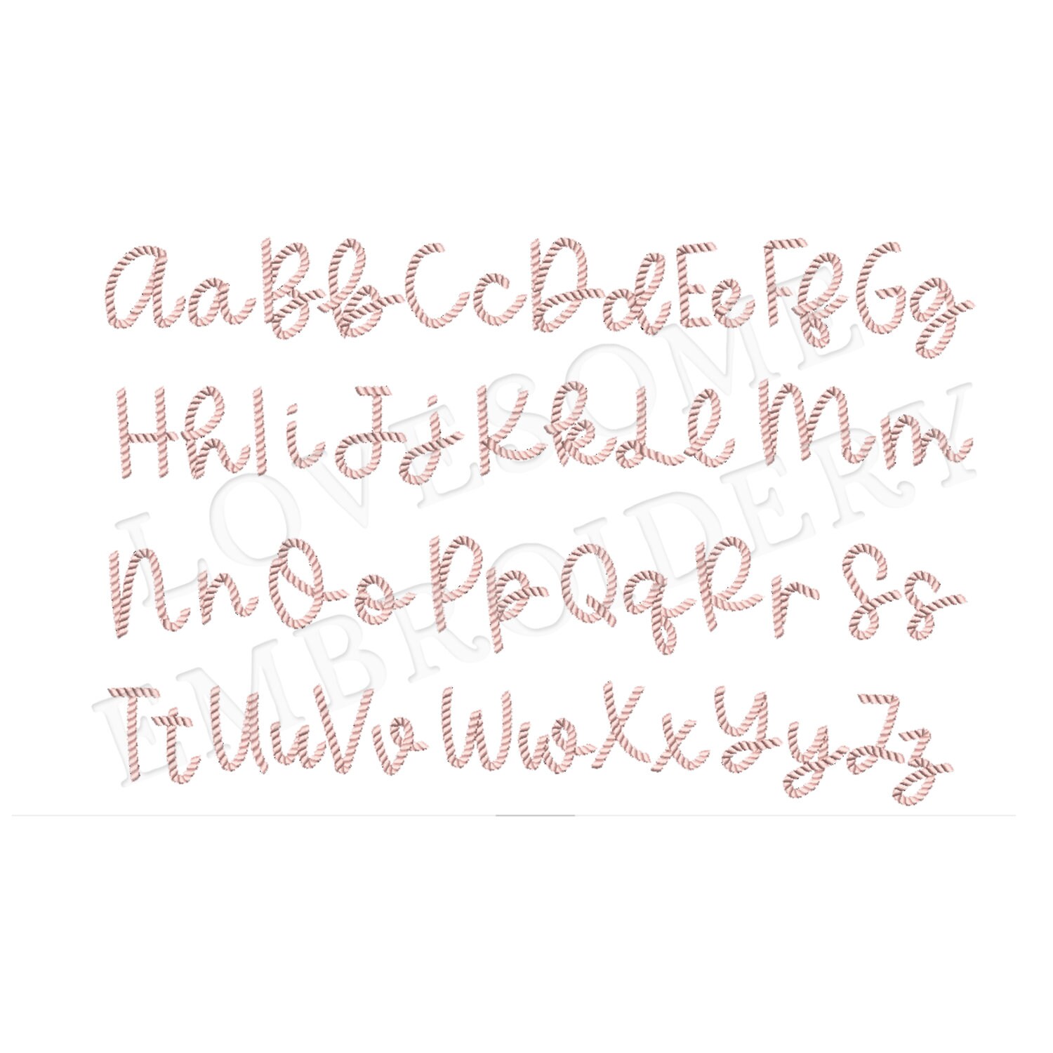 Rope Script Font A-Z 3inch Cursive Rope Stitch Machine Embroidery Font ...