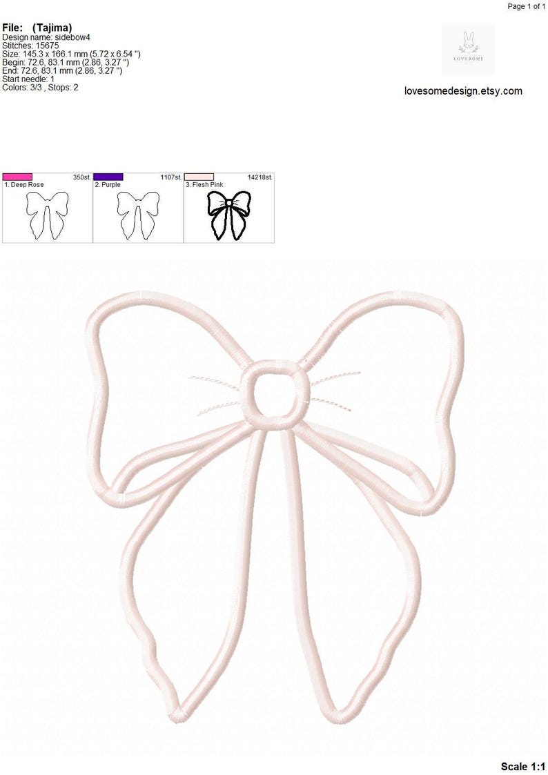 Lovely Side Bow Sweatshirt Applique Four Sizes Machine Embroidery ...