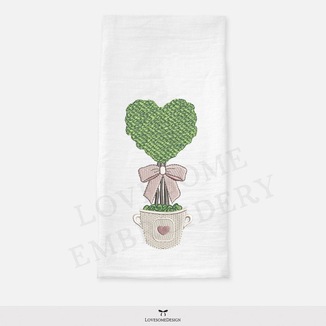 Pastel Heart Topiary 5inch Embroidery Design, Chinoiserie Chic Topiary ...