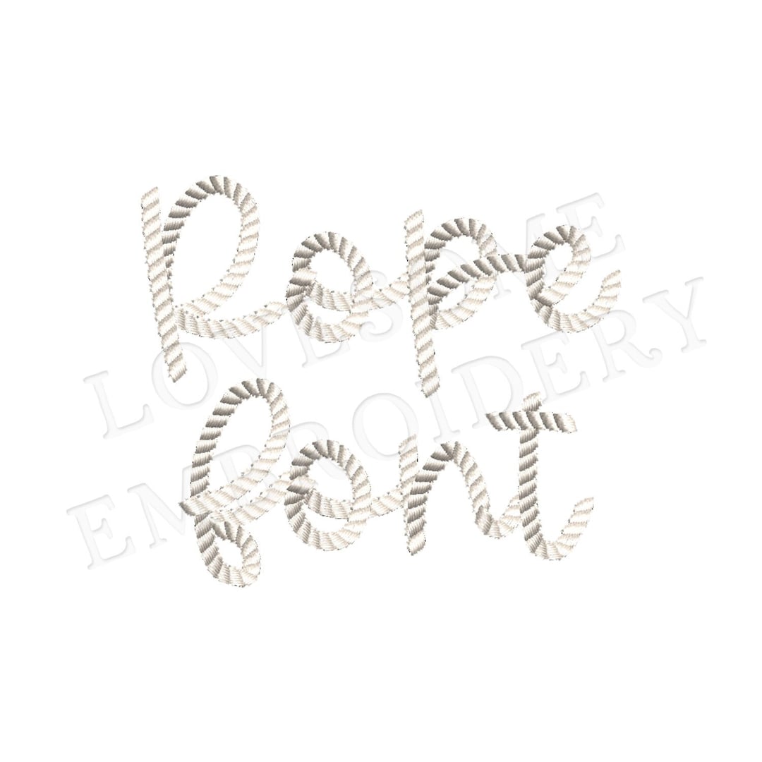 Rope Script Font A-Z 1inch Cursive Rope Stitch Machine Embroidery Font ...