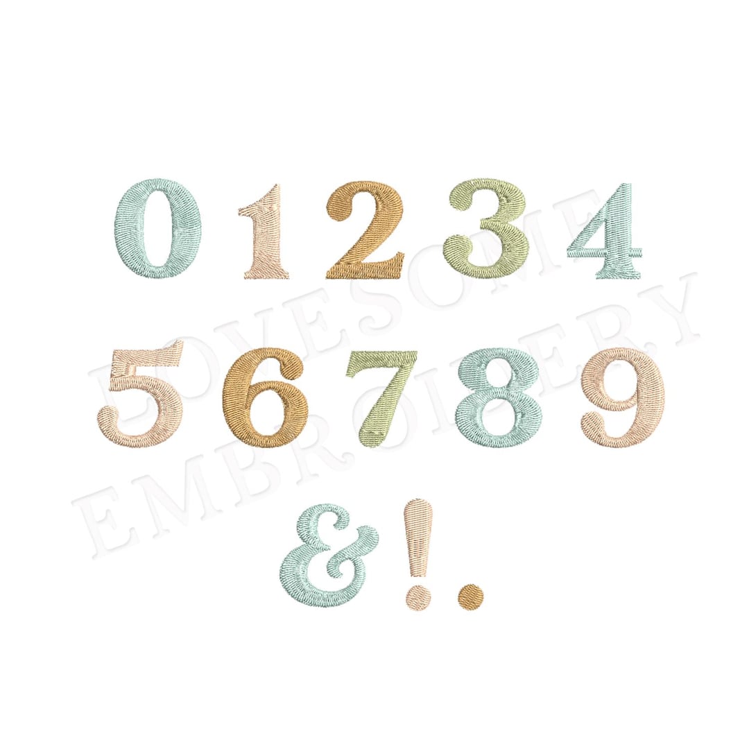 Vintage Numbers 1.5inch 2inch 0-9 Machine Embroidery Numbers Digital ...