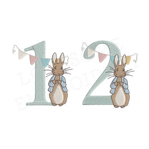 Numbers Bunting Peter Rabbit 4inch 0-9 Machine Embroidery Numbers ...