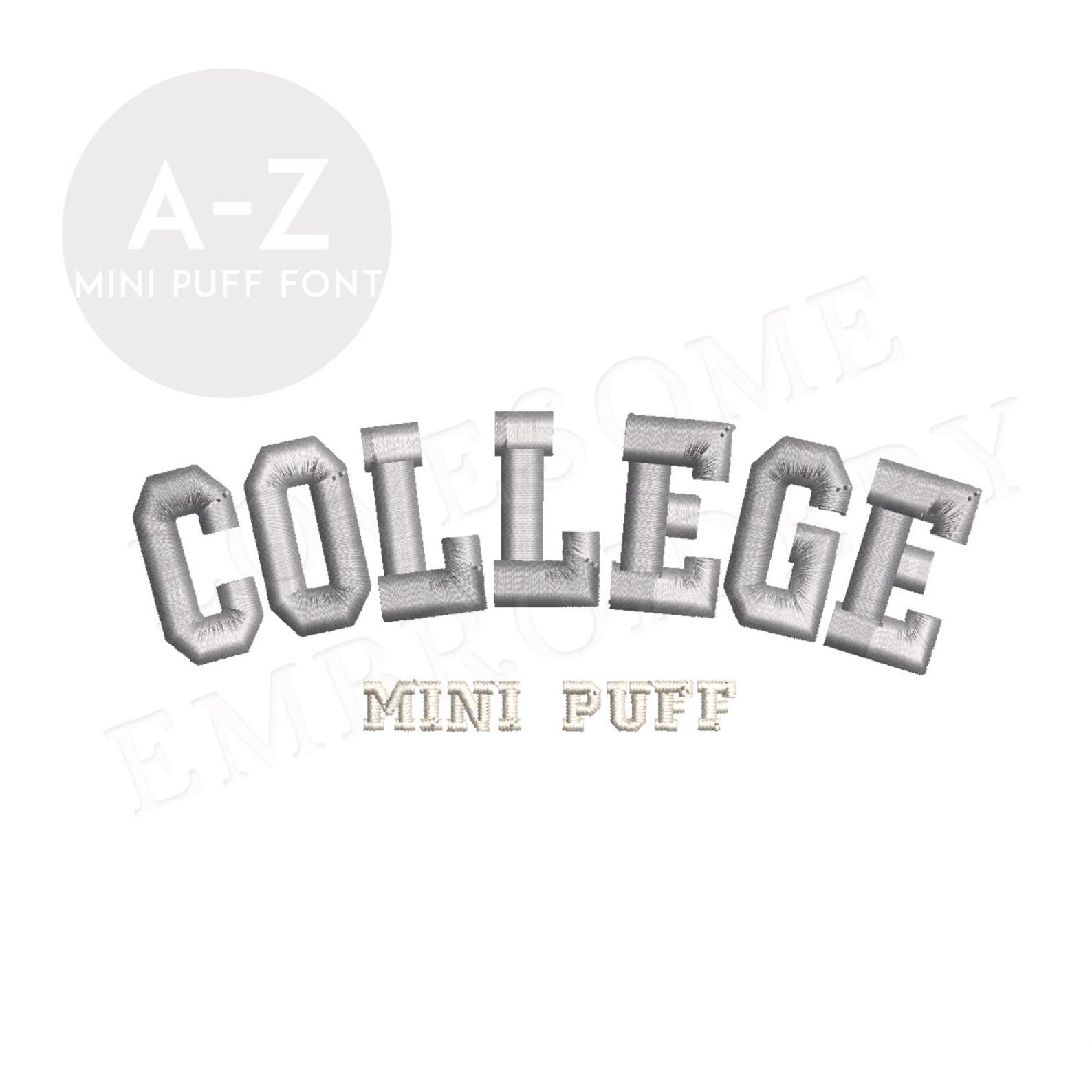 College Mini Puff 1inch Font A-Z Machine Embroidery Sports Letters ...