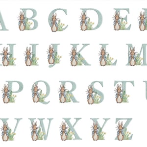 Peter Rabbit 4inch Alphabet A-Z Machine Embroidery Font Digital ...