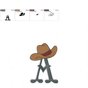 Cowboy Hat 4inch Monogram A-Z Embroidery Font, Western Machine ...