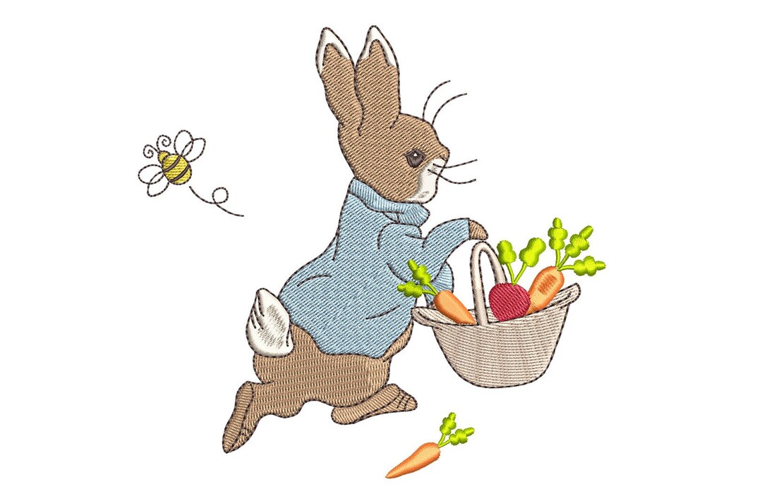 Peter Rabbit Carrots Basket 4x4 Machine Embroidery Design Digital ...