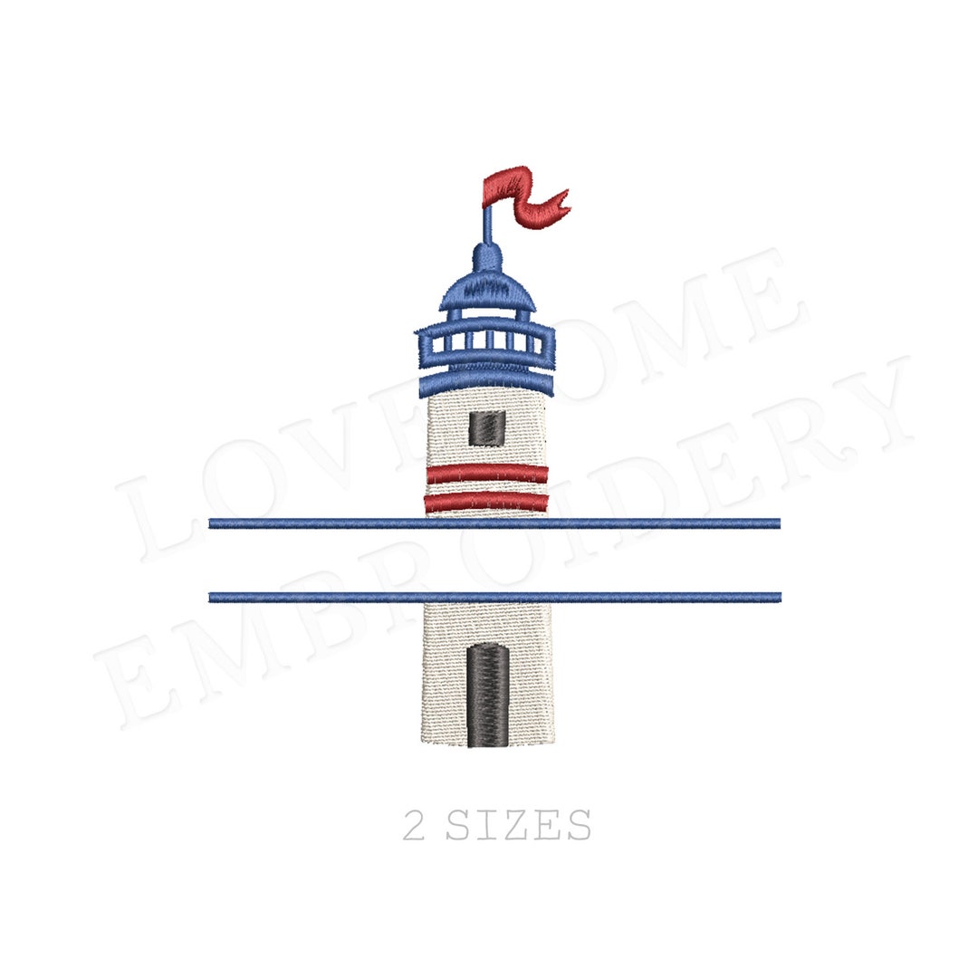 Lighthouse Split Embroidery Design Multisize, Nautical Machine ...