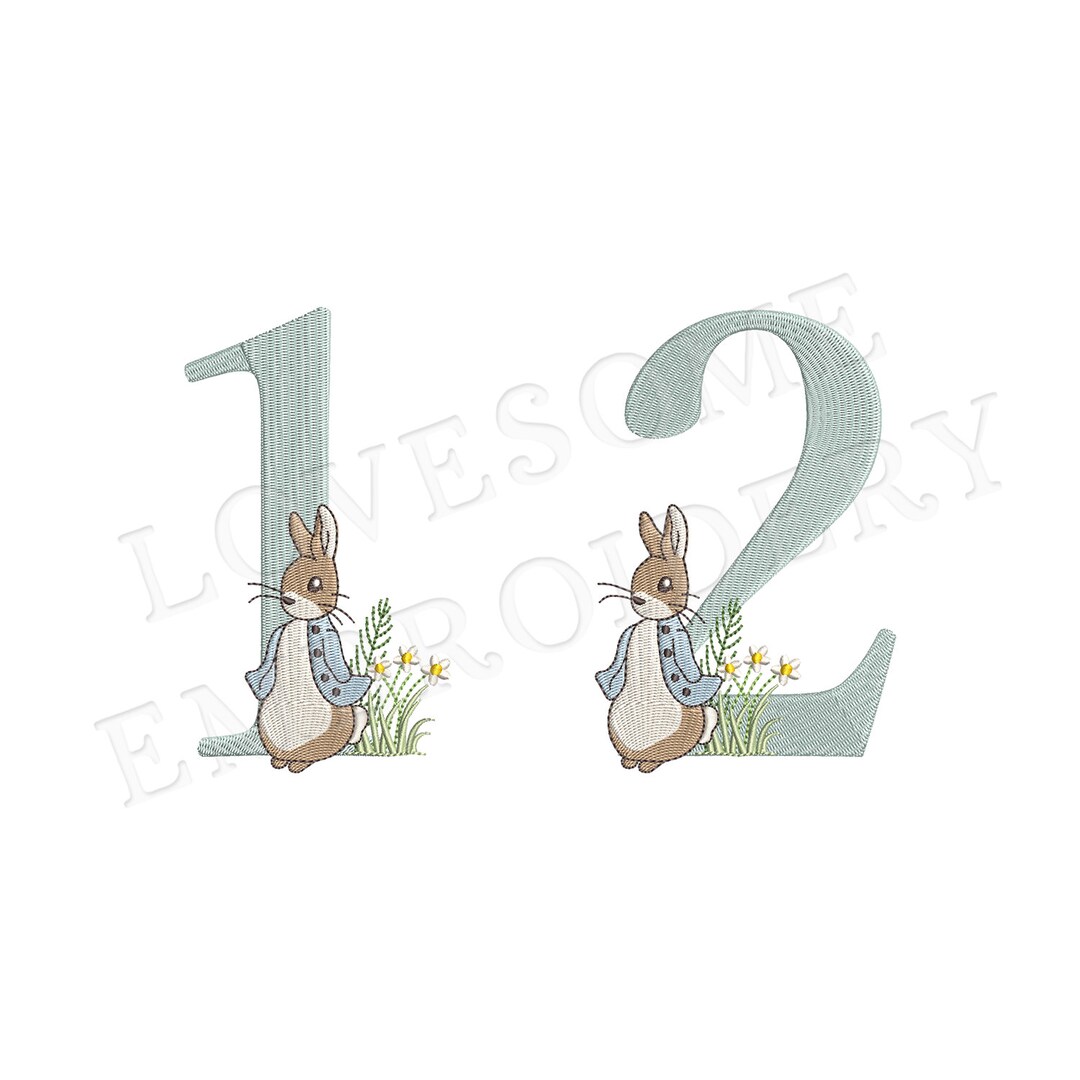 Numbers Peter Rabbit 5inch 0-9 Machine Embroidery Numbers Digital ...