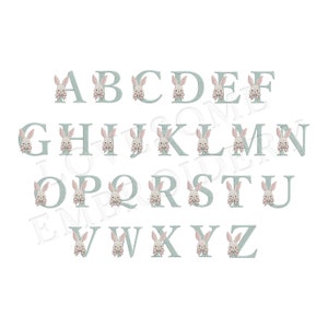 Easter Bunny 4inch Alphabet A-Z Easter Rabbit With Bow Machine ...