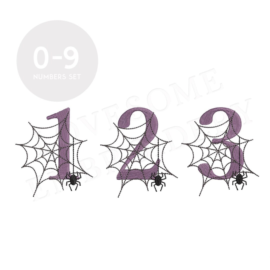 Spider Web Numbers 3inch 0-9 Machine Embroidery Font Digital Download | Lovesome Design - Etsy