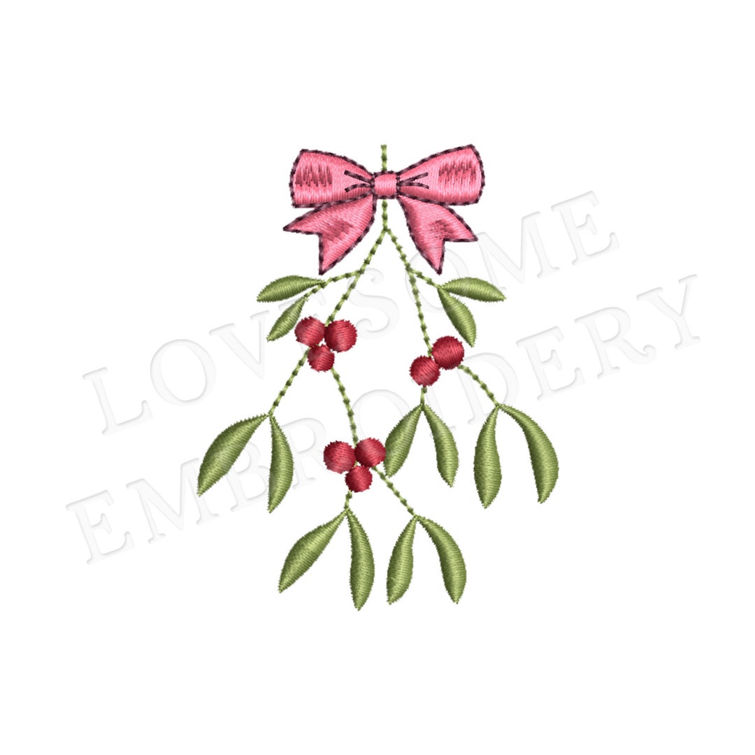 Mistletoe 4inch Embroidery Design, Modern Christmas Embroidery Design ...