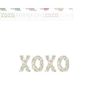 Floral XOXO 6x10 Valentines Day Embroidery Design, Modern Floral Fill ...