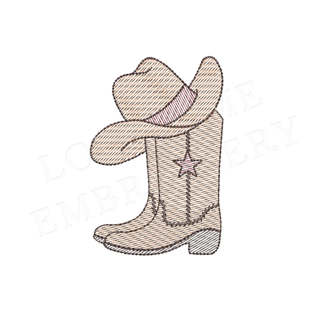 Cowboy 3.5inch Quick Stitch Boots and Hat Embroidery Design, Western ...