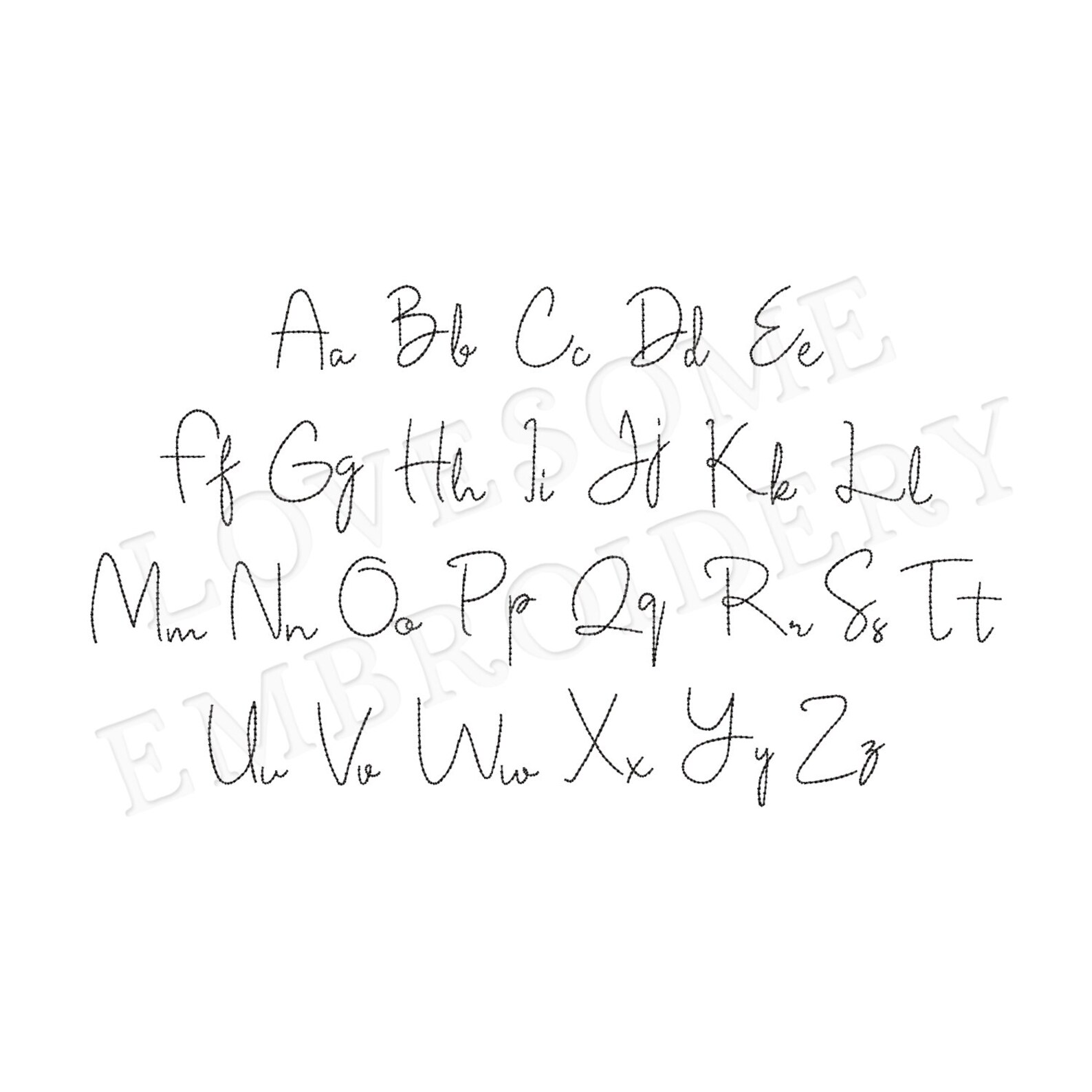 Script Bean Stitch 3inch Font A-Z, Cursive Run Stitch Font With Swashes ...