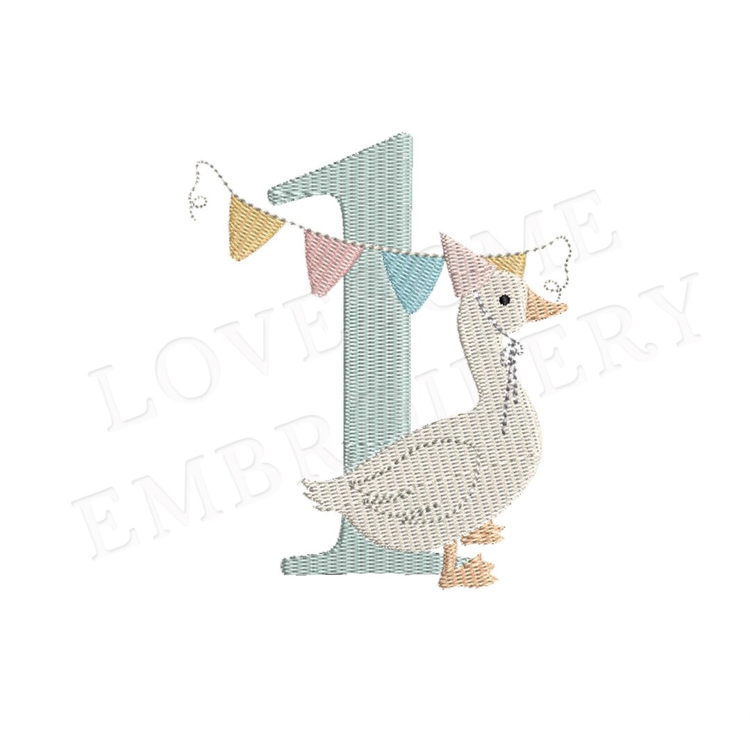Party Hat Goose Numbers 4inch Bunting 0-9 Machine Embroidery Numbers ...