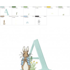 Peter Rabbit 4inch Alphabet A-Z Machine Embroidery Font Digital ...