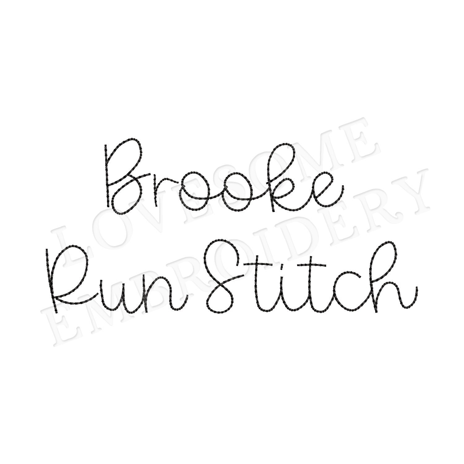 Brooke Script 0.75inch Bean Stitch Font A-Z, Cursive Run Stitch Font ...