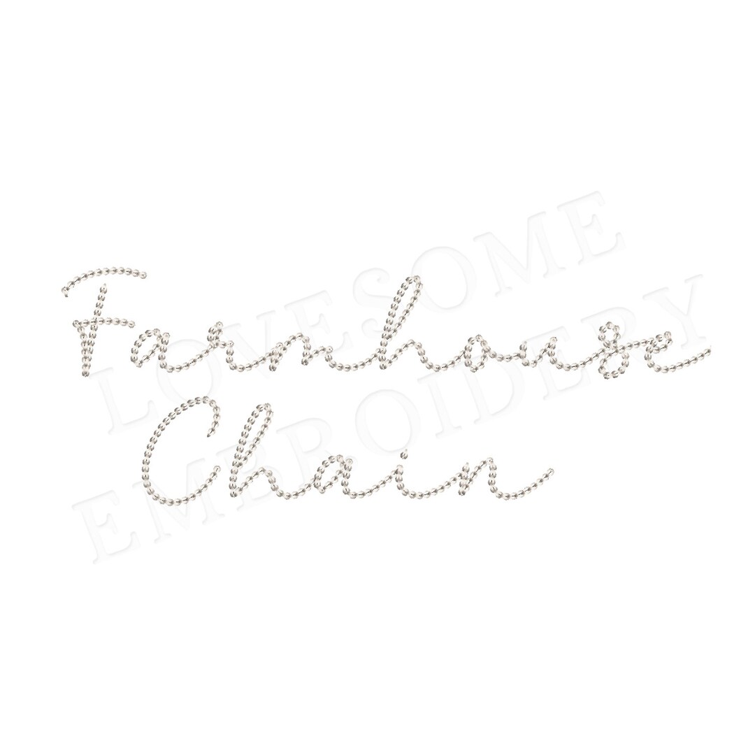 Farmhouse Script 2inch Chain Stitch Font A-Z, Cursive Chain Stitch Font ...