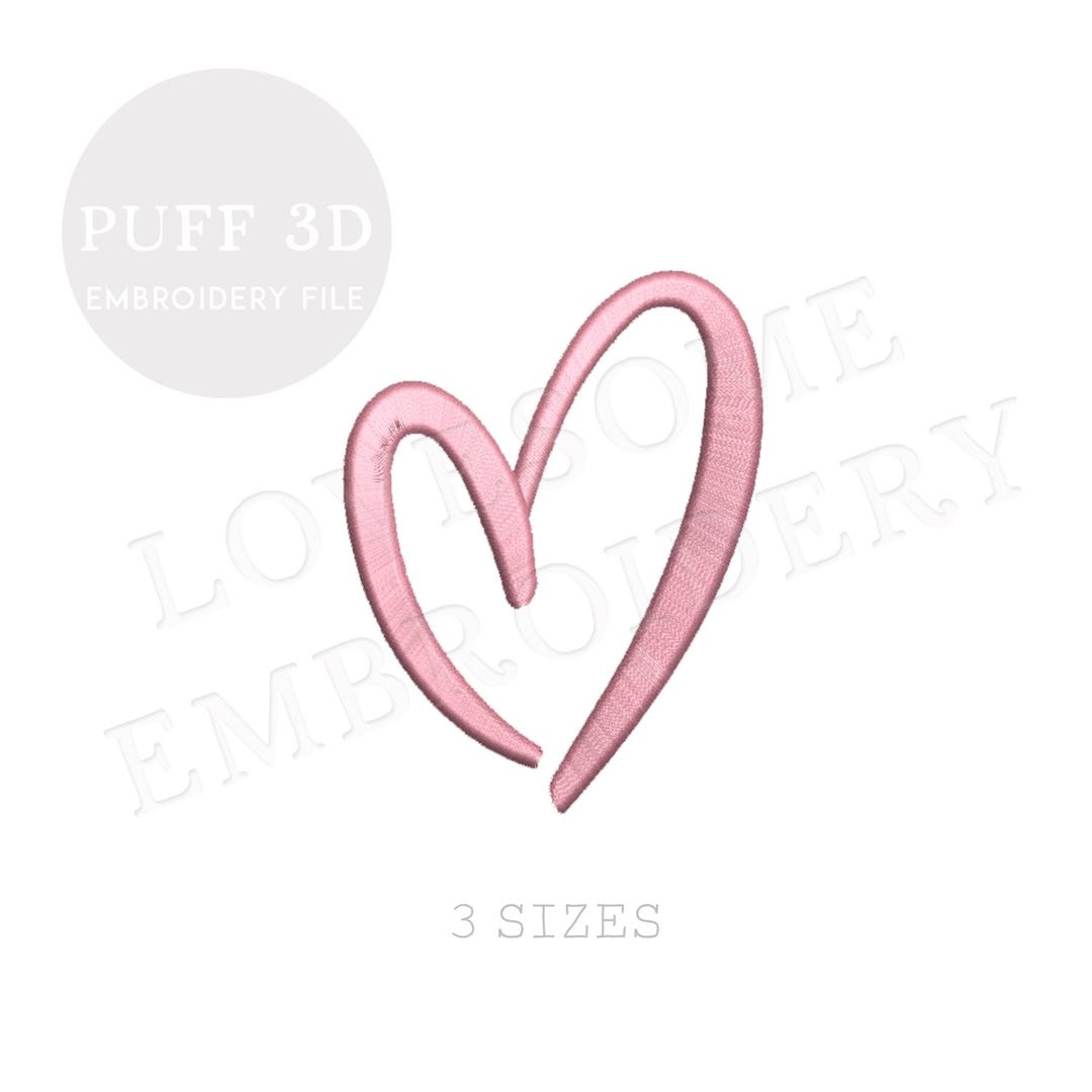 Trendy Heart Puff 3D Three Sizes Embroidery Design , Stylish Heart Puff ...