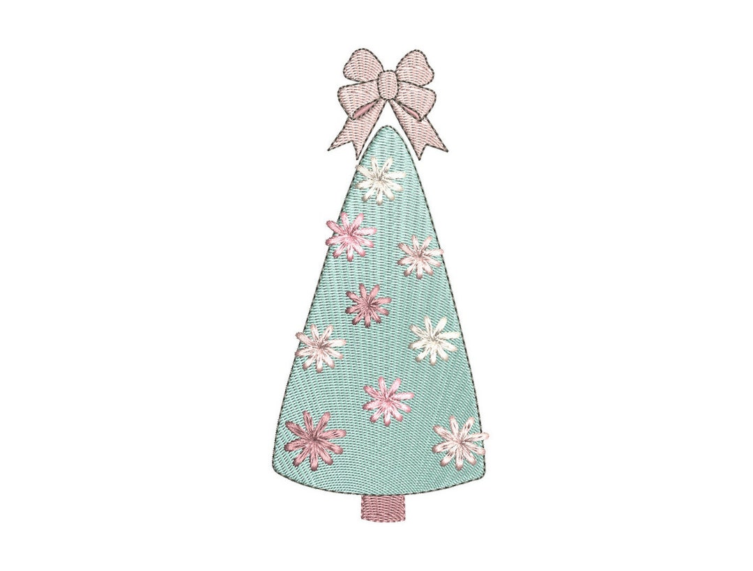 Christmas Tree 4x4 Pastel Colors Embroidery Design, Cute Holiday Tree ...