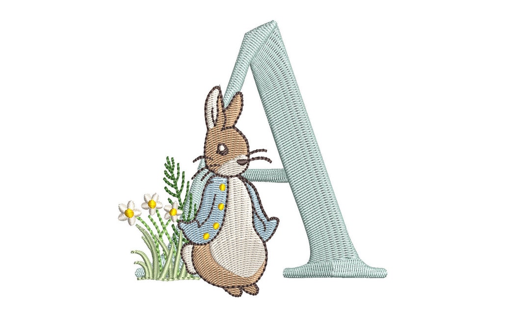 Peter Rabbit 4inch Alphabet A-Z Machine Embroidery Font Digital ...