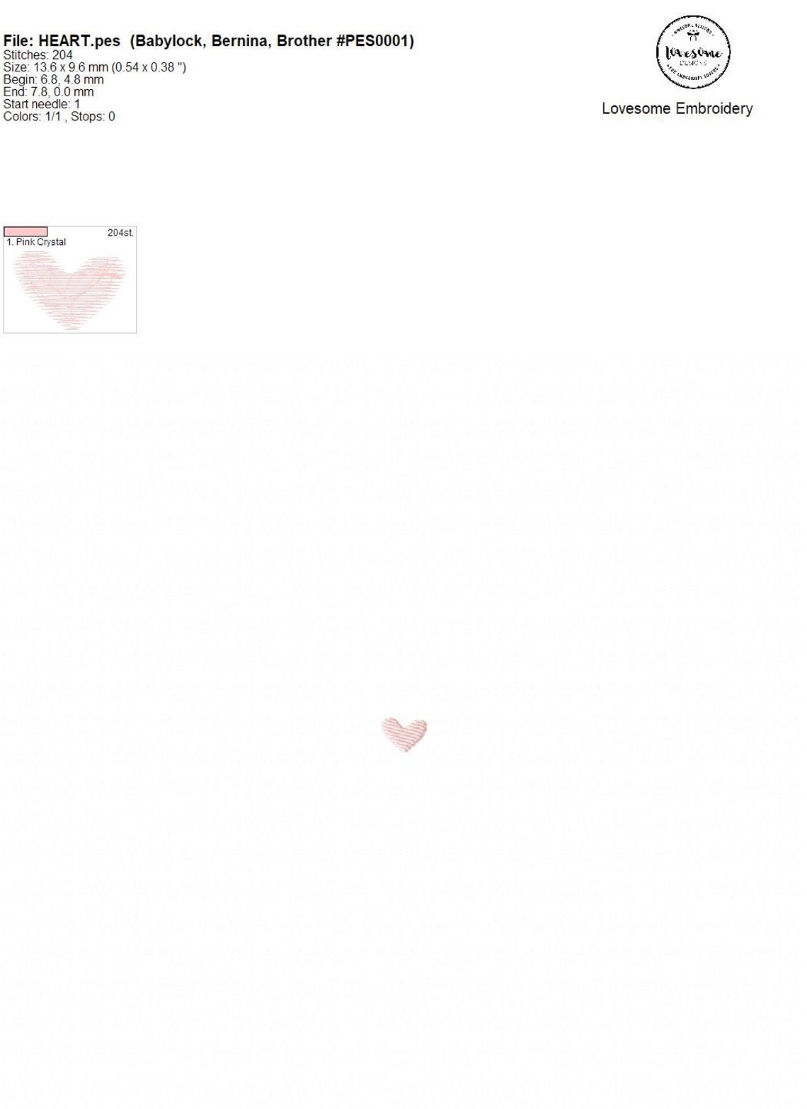 Heart Mini Embroidery Design Five Sizes, Tiny Hearts Fill Stitch ...