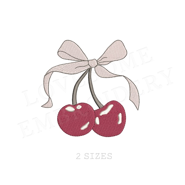 Cherry With Bow Embroidery File - Etsy