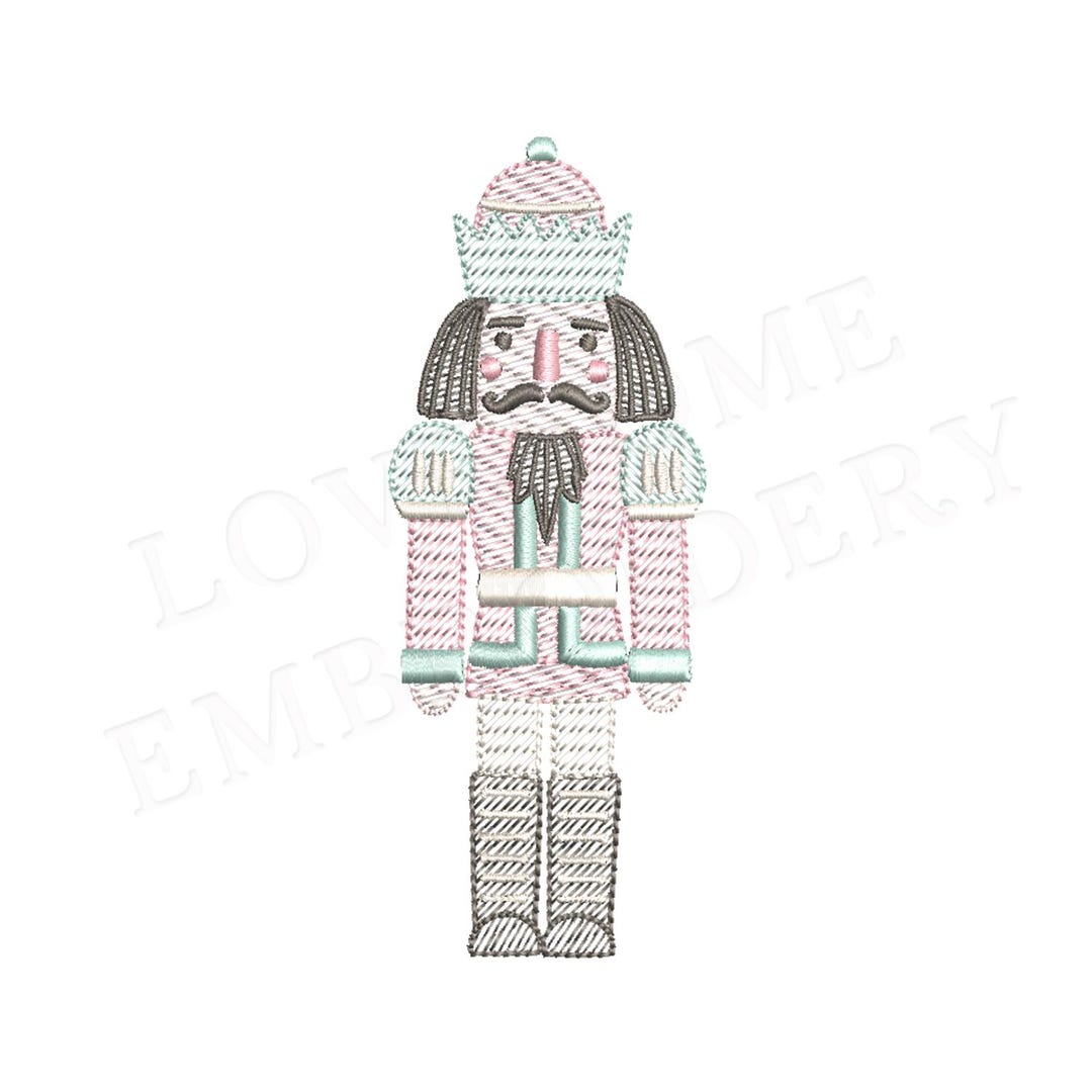 Pastel Nutcracker 4x4 Quick Stitch Embroidery Design, Modern Christmas ...
