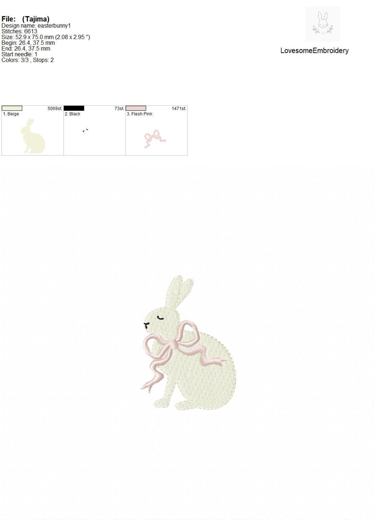 Cute Bunny Three Sizes Machine Embroidery Design, Easter Rabbit With ...