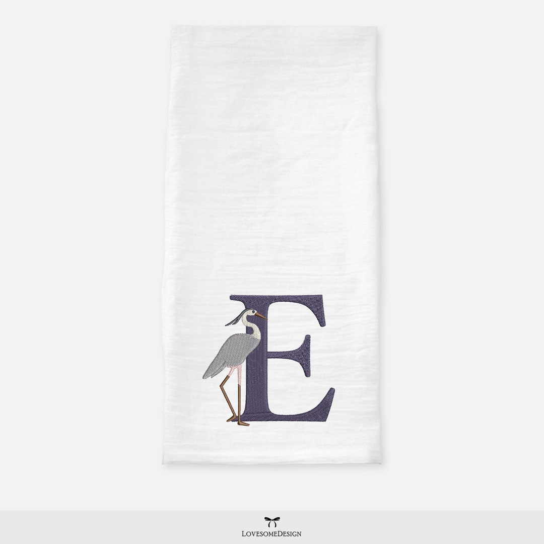 Crane Bird Monogram 4inch Summer Embroidery Font, Tropical Machine ...