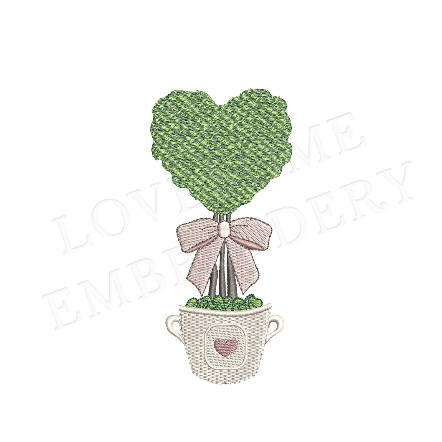 Pastel Heart Topiary 5inch Embroidery Design, Chinoiserie Chic Topiary ...