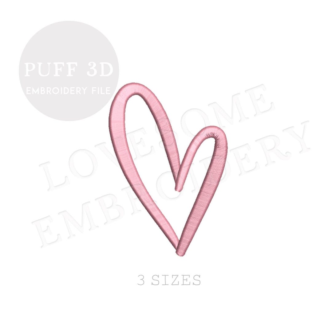 Trendy Heart Puff 3D Three Mini Sizes Embroidery Design , Stylish Heart ...