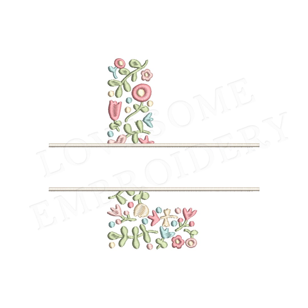 NEW Split Floral Letter L 4inch Machine Embroidery Design Dainty ...
