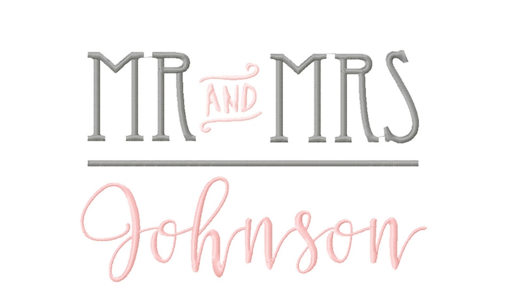 Mr and Mrs 4x4 Embroidery Design, Modern Wedding Embroidery File ...