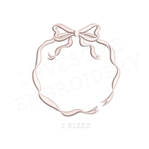 Bow Circle Frame 5x7 Two Sizes Machine Embroidery Design, Lovely Bow ...