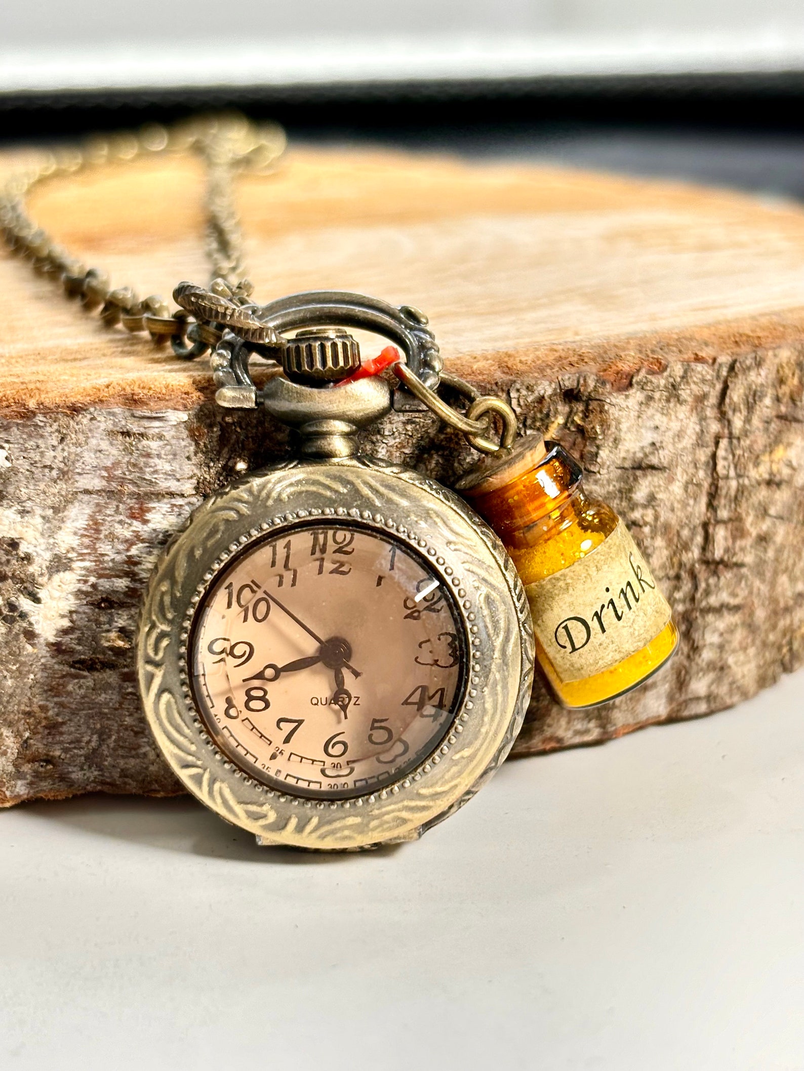 Pocket Watch Necklace, Alice in Wonderland Pocket Watch, Whimsical ...