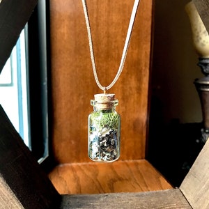 Forest Terrarium Necklace, Real Moss Dried Mushroom Necklace, PNW Glass ...