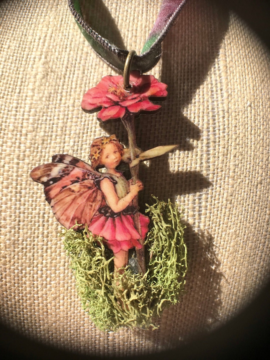 Pink Fairy Necklace, Fairy Jewelry, Wood Fairy Pendant, Fairycore ...